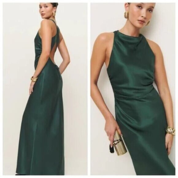 Reformation | Dresses | Nwt Reformation Anaiis Forest Green Silk Maxi ...